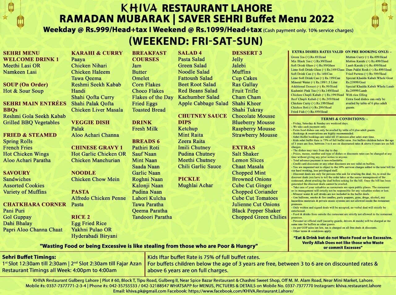 22 BEST Restaurants For Sehri in Lahore: Menus & Prices