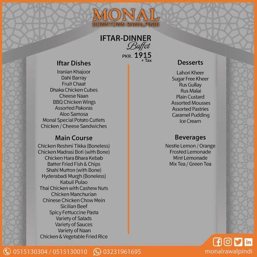 The Monal: Iftar Buffet Menu, Contact, Ambiance, and Best Dishes