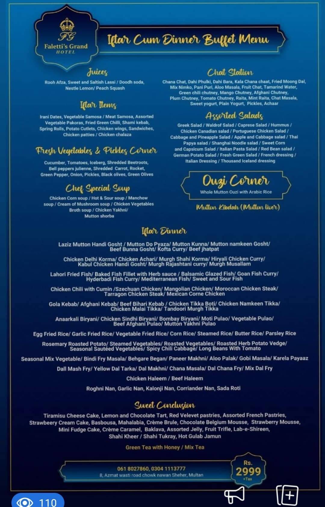 10 Best Restaurants for Iftar Buffet in Multan: Menus & Prices