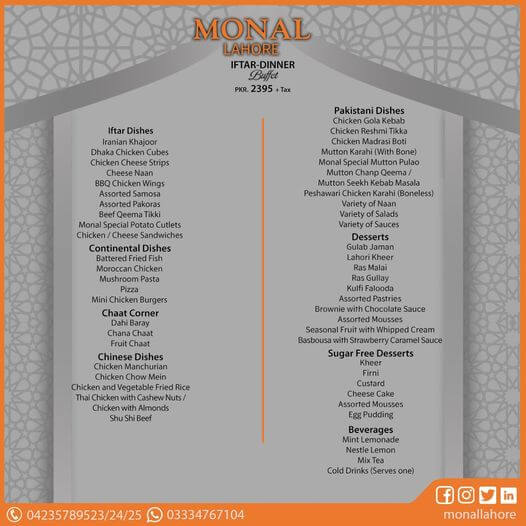 The Monal: Iftar Buffet Menu, Contact, Ambiance, and Best Dishes