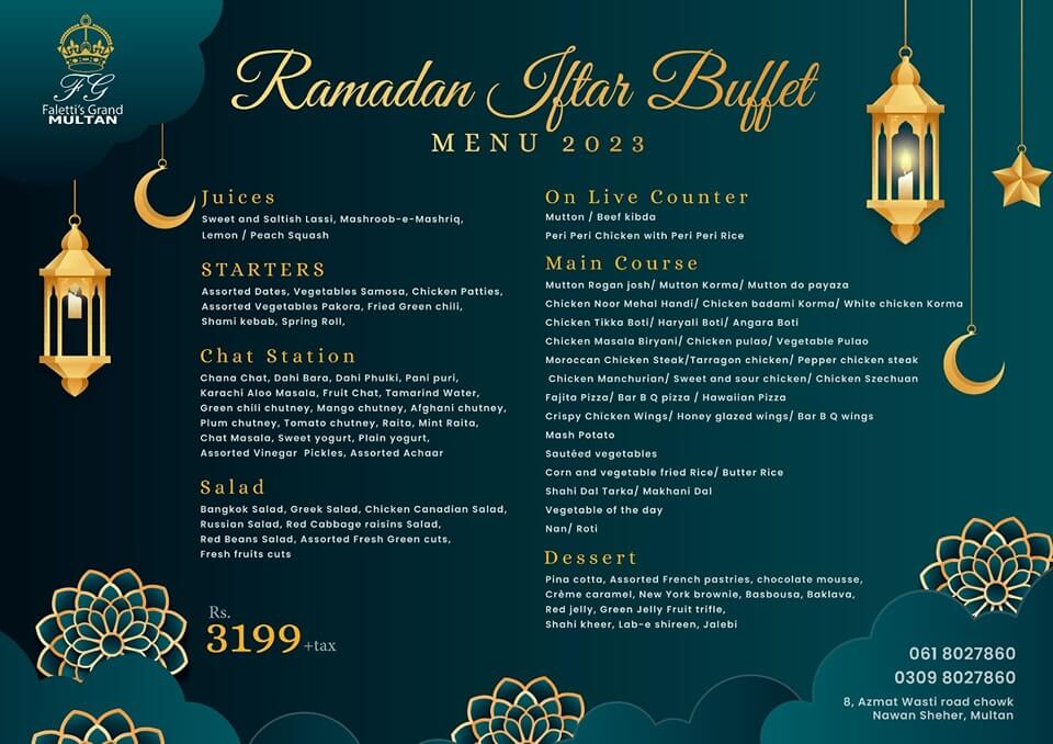 10 Best Restaurants for Iftar Buffet in Multan: Menus & Prices