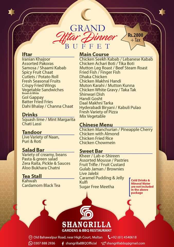 10 Best Restaurants for Iftar Buffet in Multan: Menus & Prices