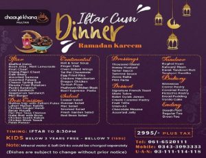 Chaaye Khana Iftar Buffet Menu - Menu & Prices For All Branches