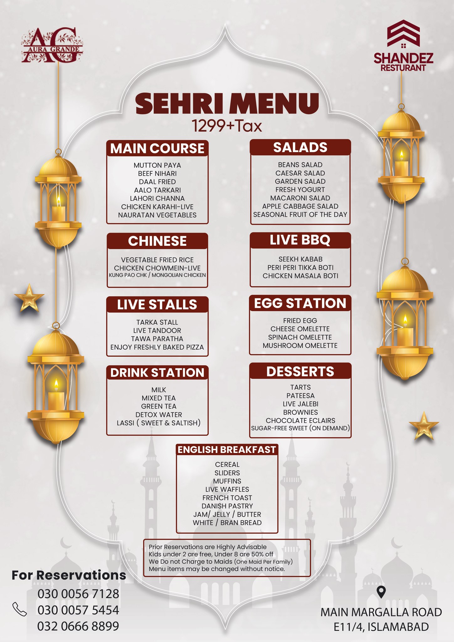 Suhoor at Shandez Restaurant - Menu, Prices & Contact info