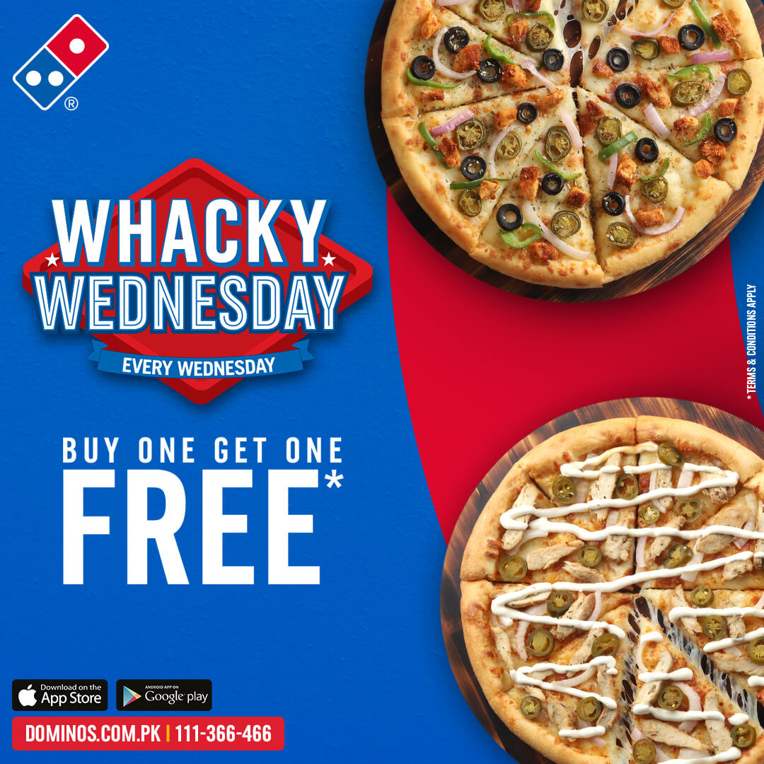 Domino's Whacky Wednesday Deal | Buy-One-Get-One-Free Every Wednesday ...
