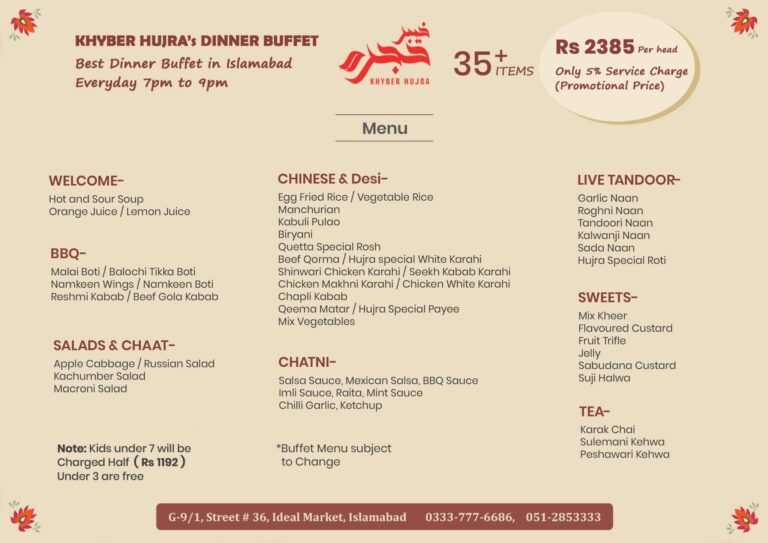 7 Best Places to Visit For Dinner Buffet in Islamabad - 2024