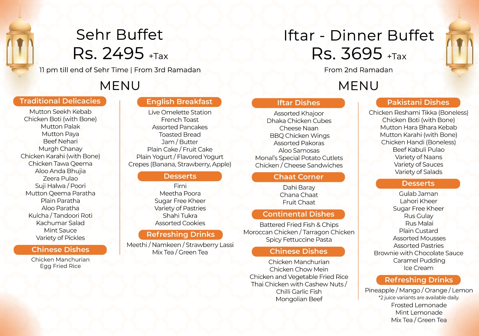 The Monal Iftar Buffet 2024 - Menu | Branches | Contact Info